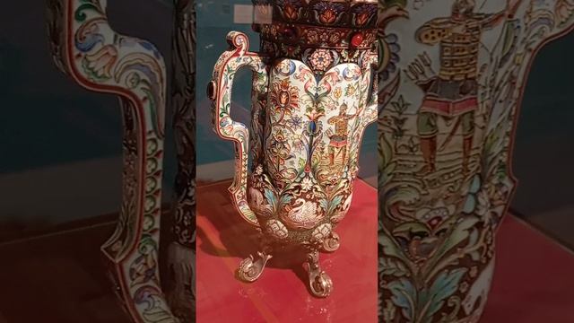 Серебряный ковш с эмалью по скани. Ваза с эмалью по скани. Начало XX века.