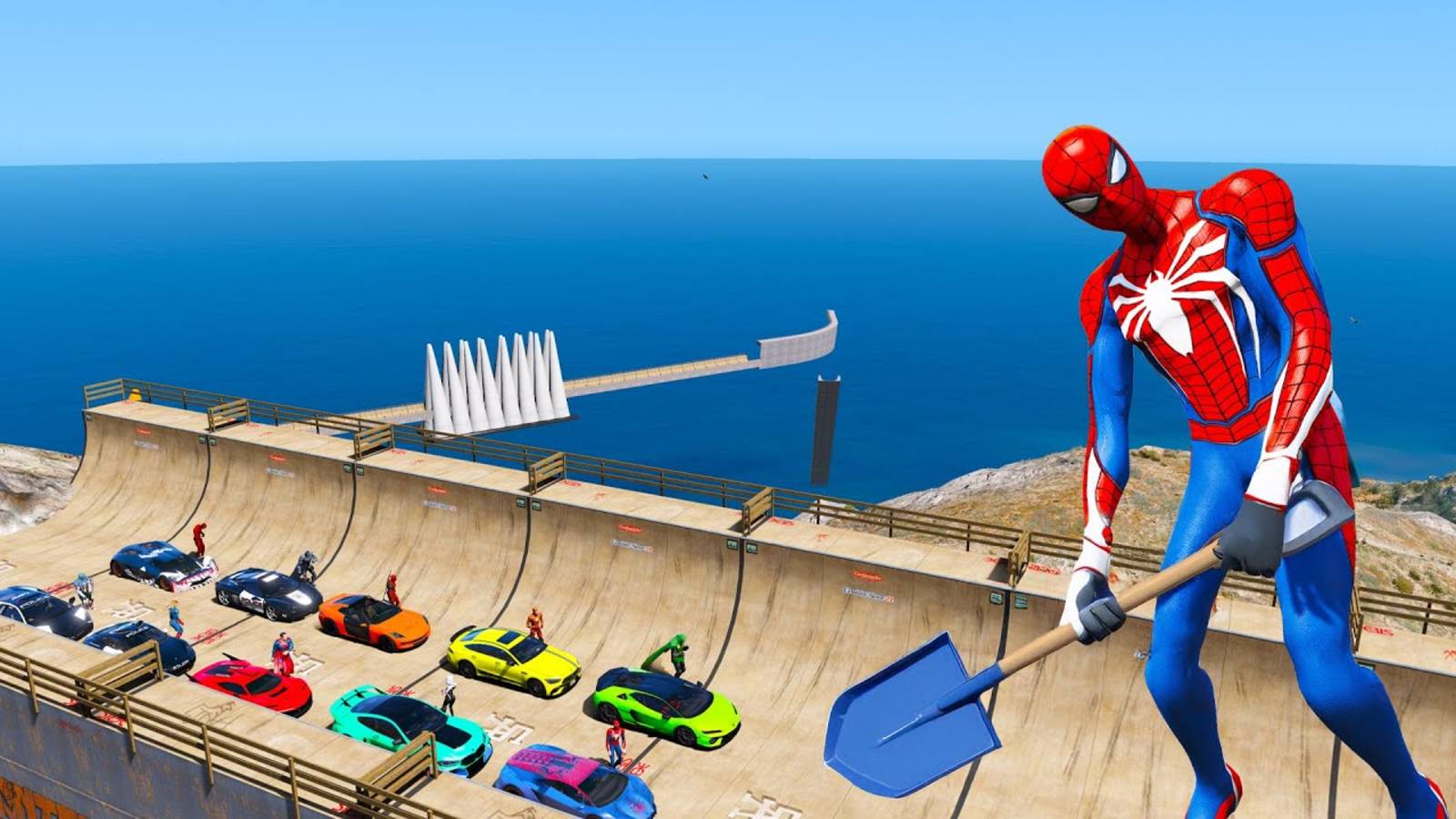 Гонки в GTA 5, мультики про машинки, Человек Паук, Халк, Marvel, мультики про машинки и гонки ГТА 5
