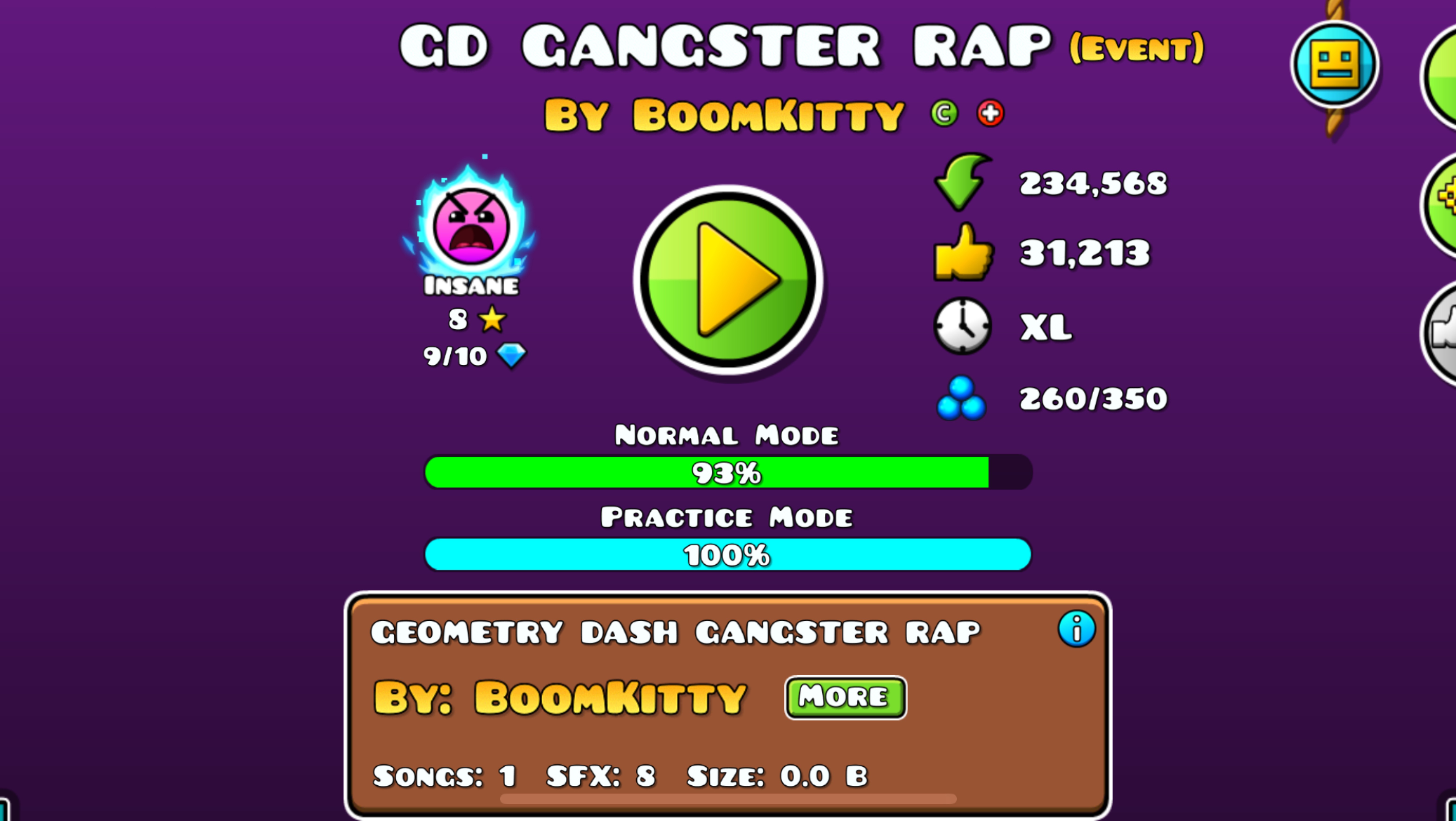 GD gangster  rap by boomKitty geometry dash level 50%