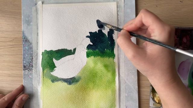 Утки на прогулке. Часть 4. Заливка фона.