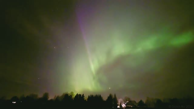 Северное сияние в ночь на 17 апреля 2025г (Ленинградская обл., Запорожское), живое видео, часть 1
