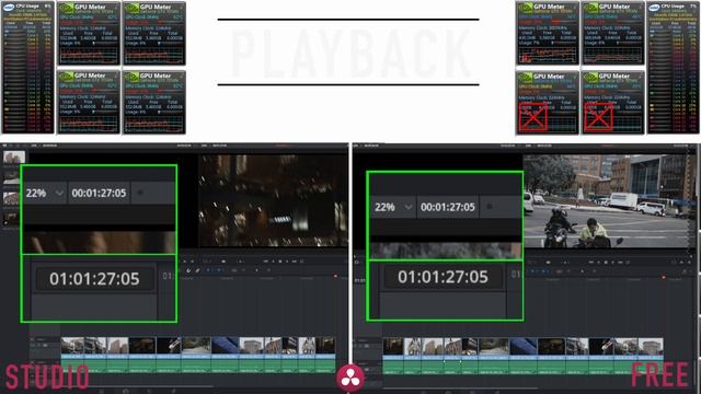 Бенчмарк DaVinci Resolve free vs studio при использовании multi GPU