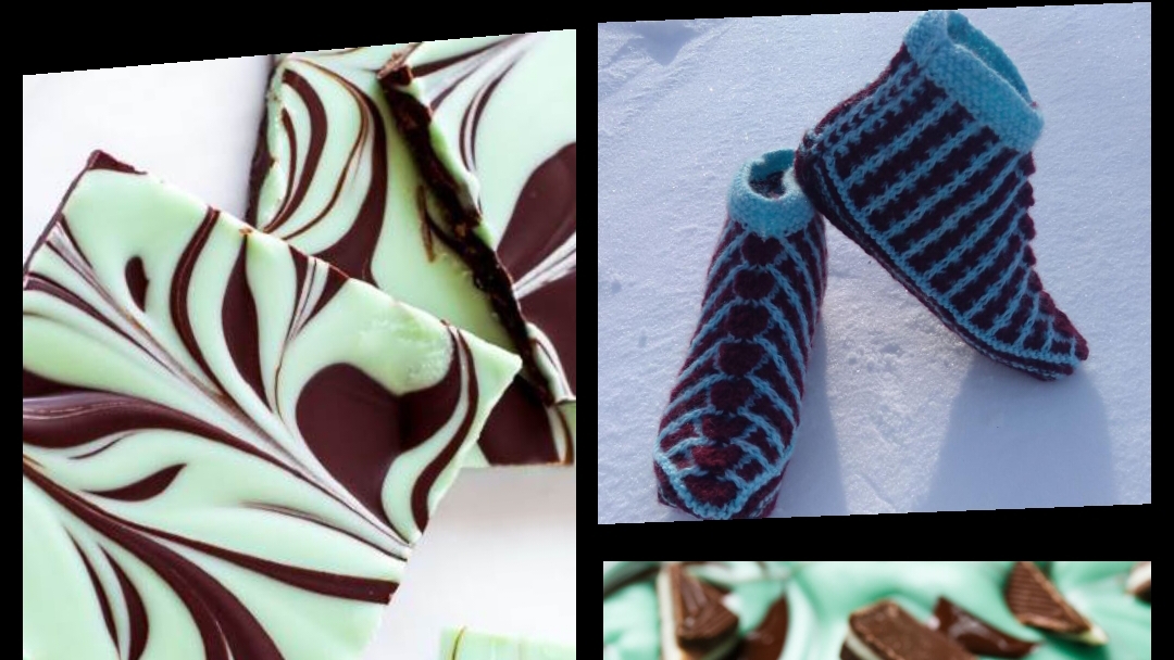 72. МК # " ШОКОЛАД И МЯТА"# ТАПОЧКИ-СЛЕДОЧКИ НА ДВУХ СПИЦАХ БЕЗ ШВОВ #