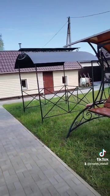 Качеля I Металлическая качеля I Качеля с коваными элементами I Качеля с крышей I Изделия для сада