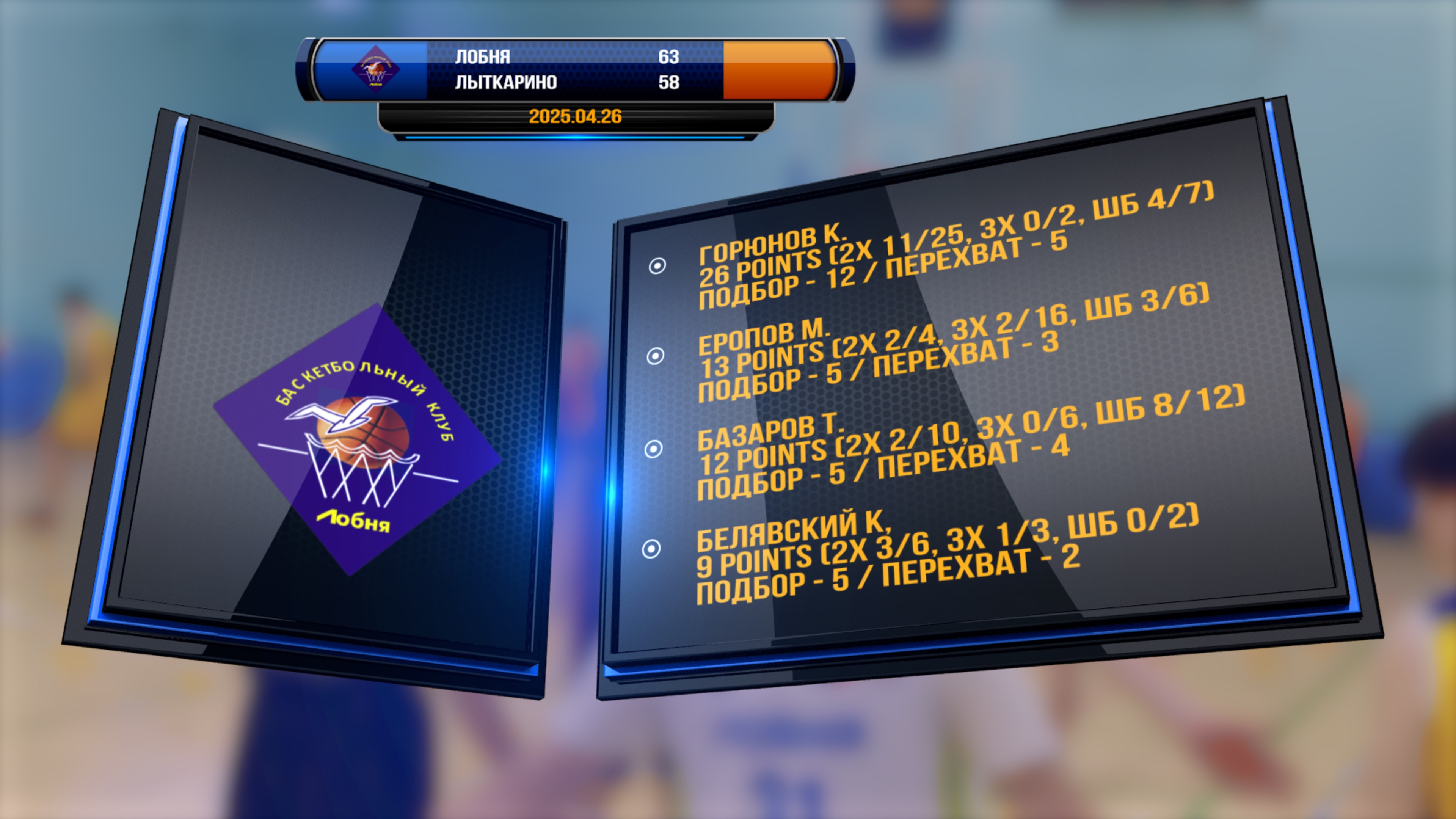 2025.04.26 / БК Лобня vs. БК Лыткарино / турнир "Надежда" 2025 / full game