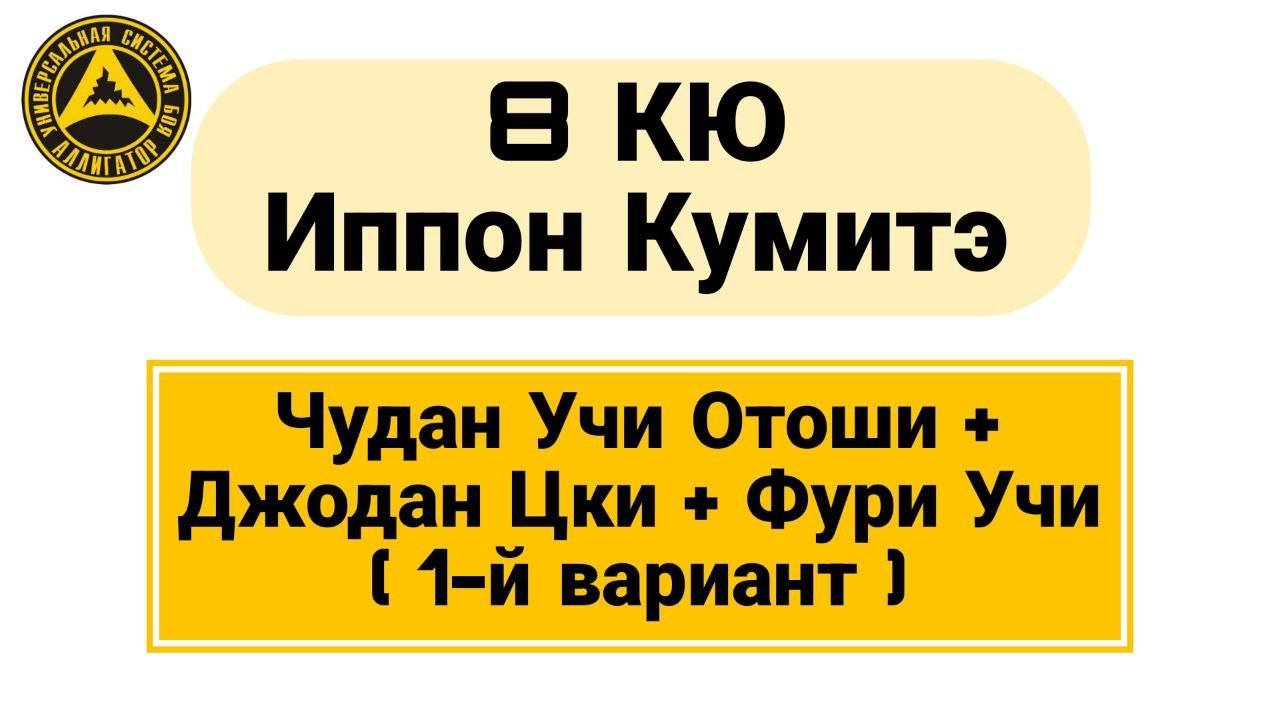 8 Кю Иппон Кумитэ: Чудан Учи Отоши + Джодан Цки + Фури Учи (1-й вариант)