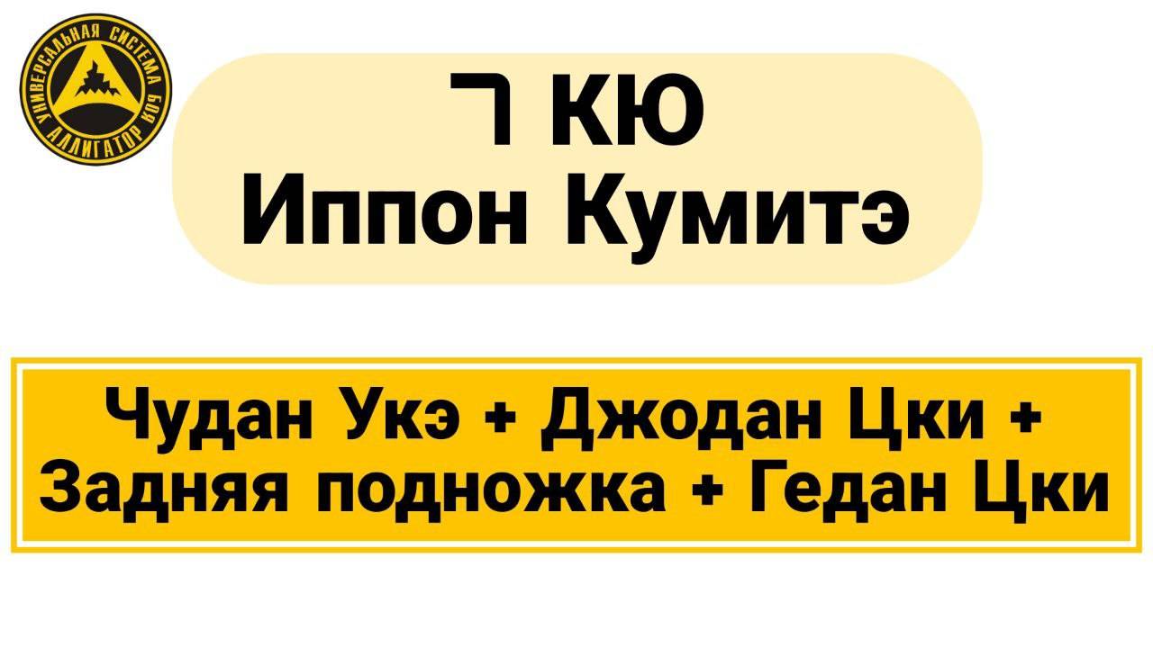 Чудан Укэ + Джодан Цки + Задняя подножка + Гедан Цки