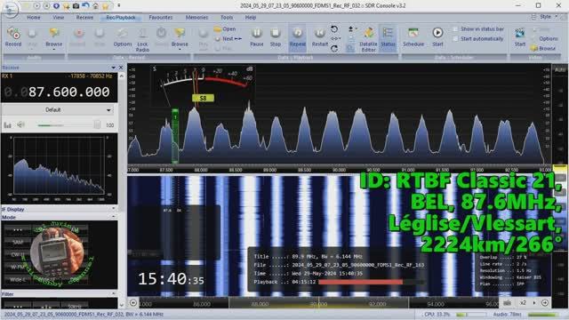 29.05.2024 12:40UTC, [Es], RTBF Classic 21, Бельгия, 87.6МГц, 2224км