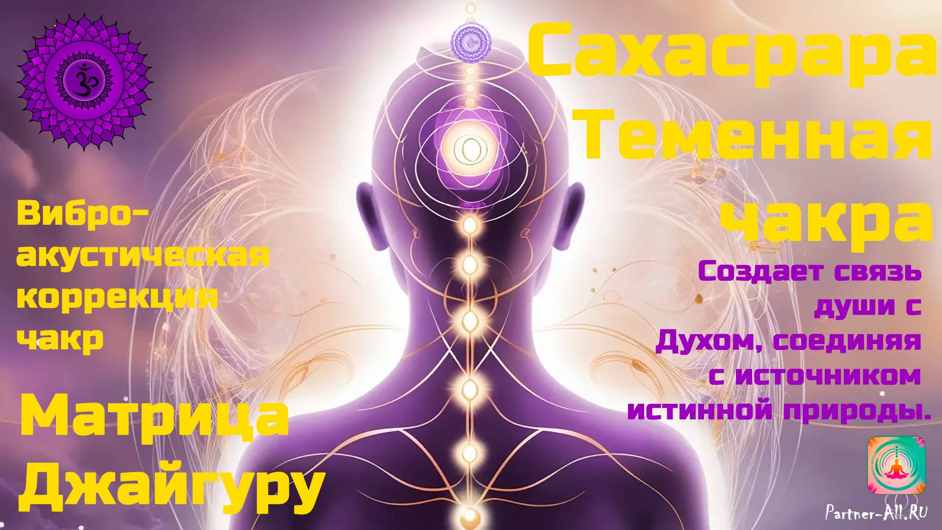 🕉️🧘♀️Сахасрара Чакра. Виброакустическая коррекция Чакр. Джайгуру. 💻ВАУ "Партнёр-Ол". (963 Hz)