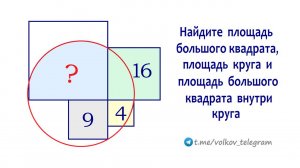 Найдите площадь квадрата, площадь круга и площадь квадрата внутри круга