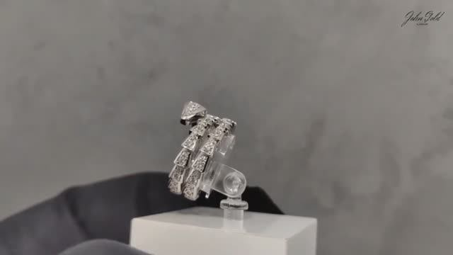 Кольцо из белого золота с бриллиантами в 2 витка в стиле Bvlgari Serpenti Viper!