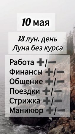 Лунный день 10 мая 2025 года