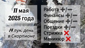 Лунный день 11 мая 2025 года