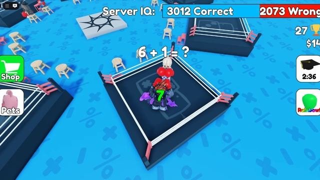 Roblox I defeated four people in the Math Boxing game and Artyom Smart was the final one