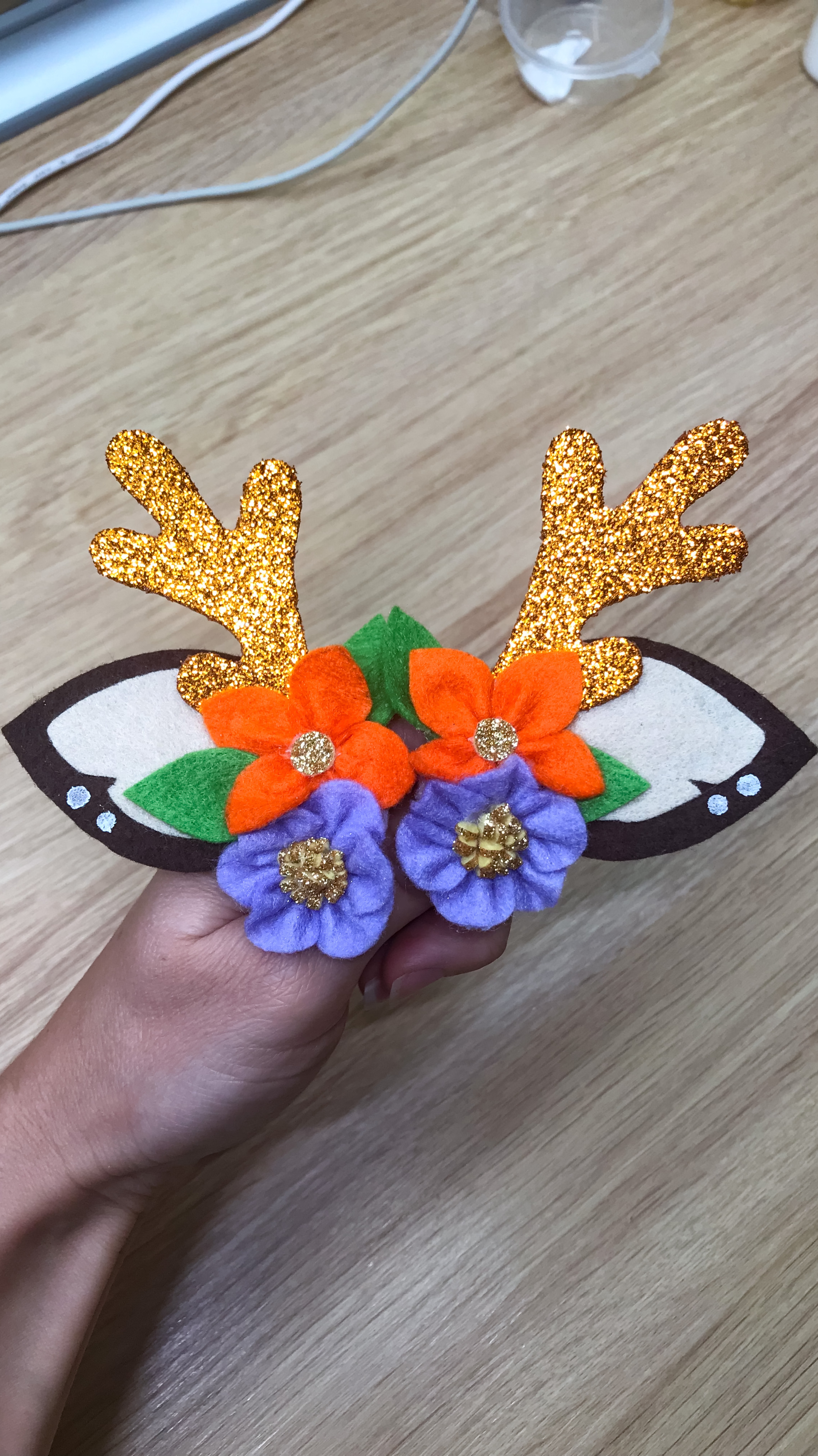 DIY Новогодний аксессуар Оленьи рожки для волос своими руками / Выкройка оленьи рожки ободок