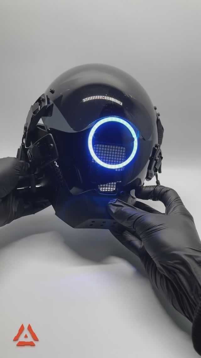 [ KibbiX Ice-Blue UniSky ] Маска робота со светодиодной LED подсветкой. Косплей Будущего