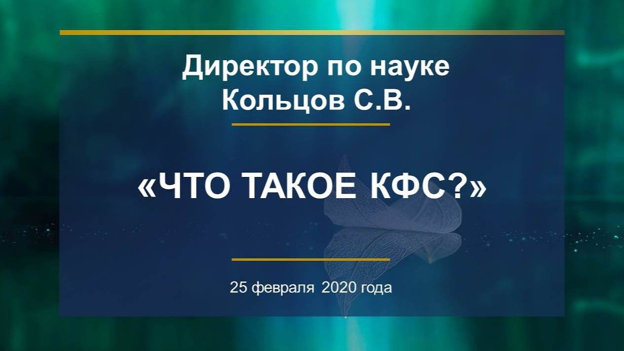 Кольцов С.В. «Что такое КФС» 25.02.20