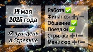 Лунный день 14 мая 2025 года