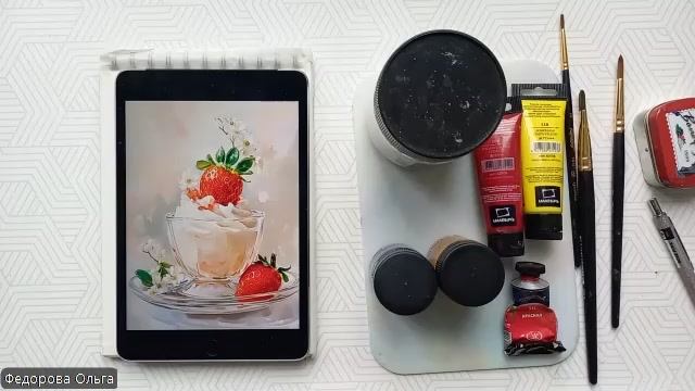 Гуашь. Десертный натюрморт