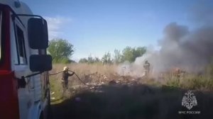 Тушение мусора в Сеймском округе г. Курска