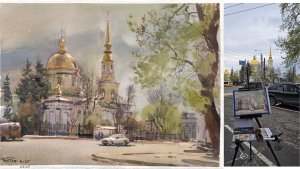 20250502 Собор Александра Невского, Ижевск, пленэр акварель