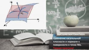 ВЫСШАЯ МАТЕМАТИКА. 9.21. Уравнение касательной плоскости и нормали к поверхности в точке Мо.