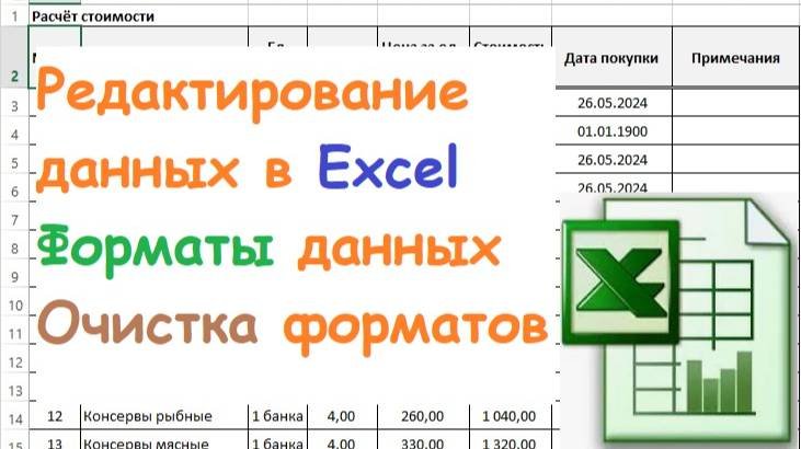 15. Редактирование данных в Excel