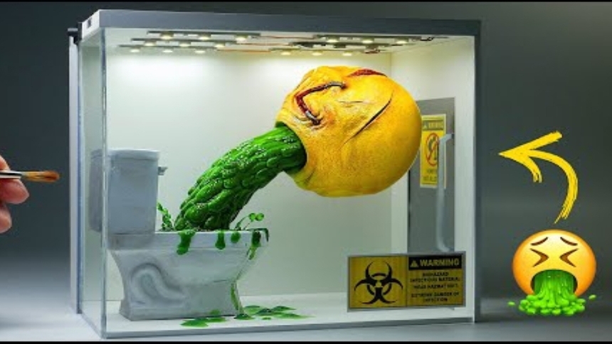 Реалистичный смайлик в лаборатории. Как сделать диораму из полимерной глины. Часть 2