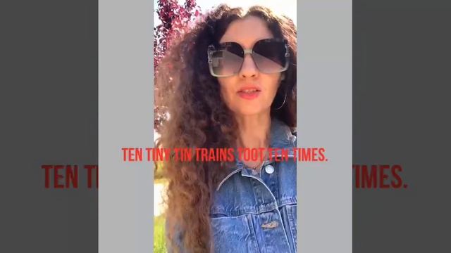 Ten tiny tin trains toot ten times. | Tongue-twister