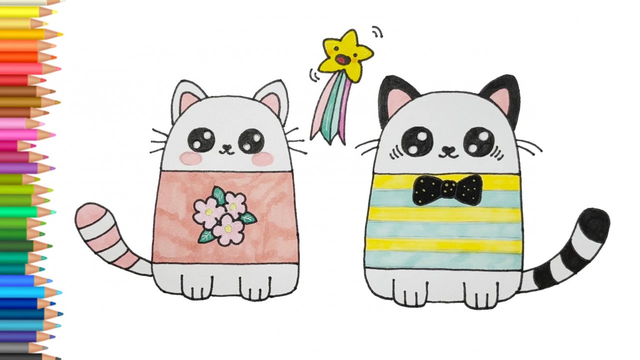 Как нарисовать милых Котиков🥰
