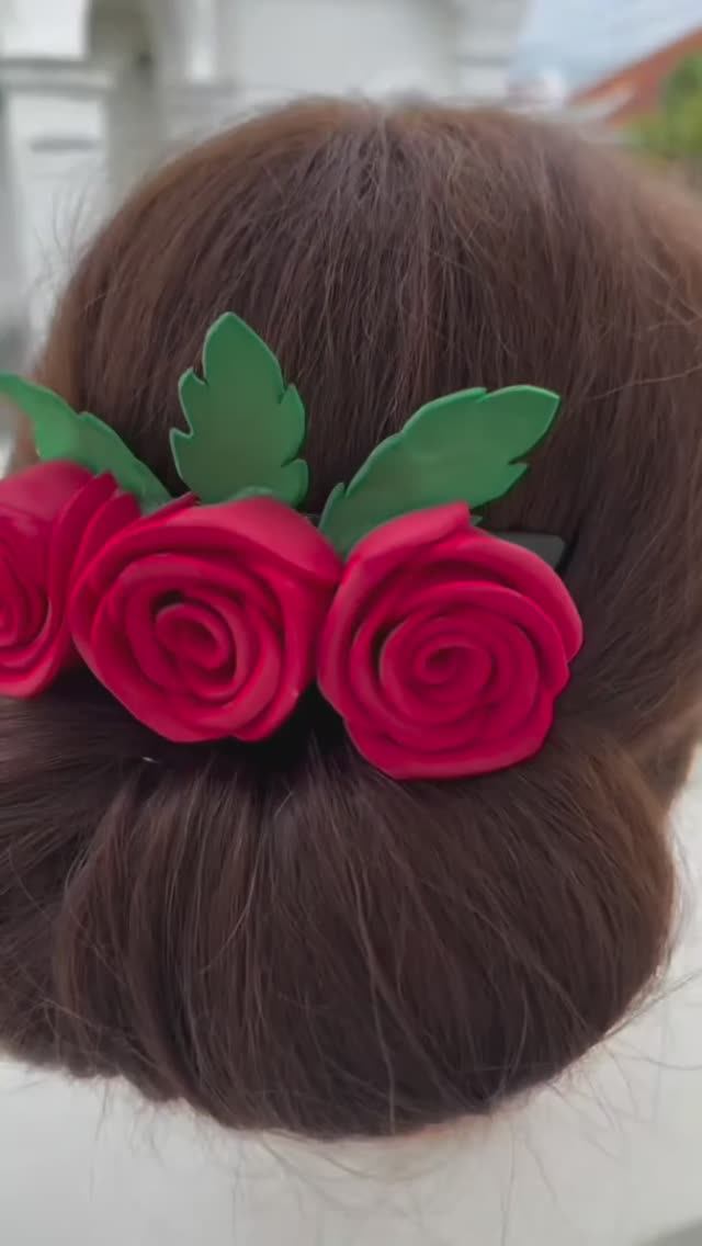 Гребень для волос своими руками 🪮 с розами из фоамирана 🌹🌹🌹