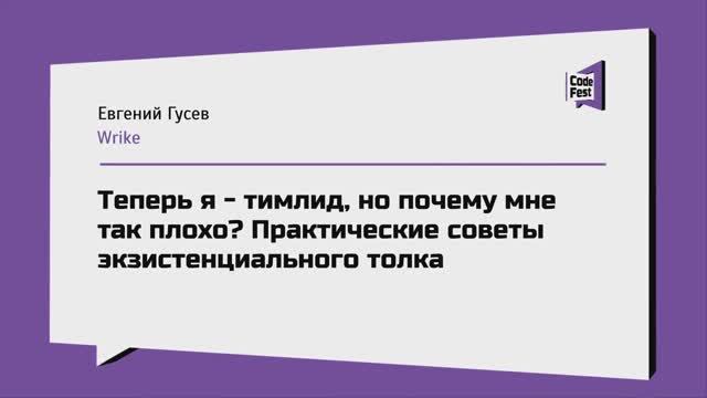 #TeamLead, Евгений Гусев, Теперь я - тимлид, но почему мне так плохо?