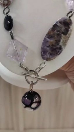 💎НОВИНКА💎МОДНОЕ КОЛЬЕ ВСТАВКА АМЕТИСТ АГАТ МУРАНСКОЕ СТЕКЛО💎