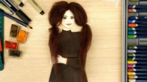 Делаю главную героиню для авторской открытки💕 Девушка-выпускница из картона и шерсти для валяния