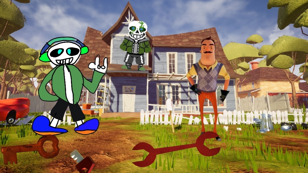 Я Санс44 играю в Hello Neighbor 1акт (часть 1)