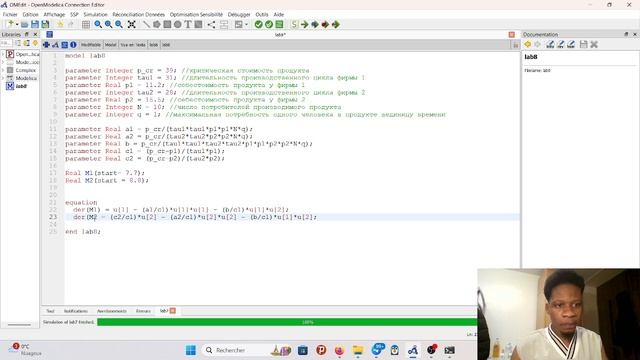 Выполнение в OpenModelica
