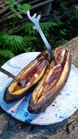 Десерт на костре, вкуснейшие бананы с шоколадом. Перекус на мангале, дюжина рецептов (12).