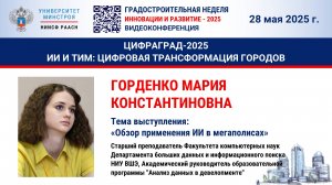Видео. Горденко М.К. Обзор применения ИИ в мегаполисах
