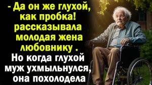 - Да он же глухой как пробка - рассказывала молодая жена любовнику. И вдруг глухой муж ухмыльнулся