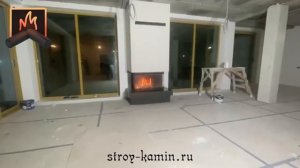 Простое решение по строительству камина - трехсторонняя топка АСТОВ П3С 10057 в облицовке из мрамора