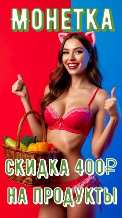 Промокод Монетка - спаси 400₽ на продукты