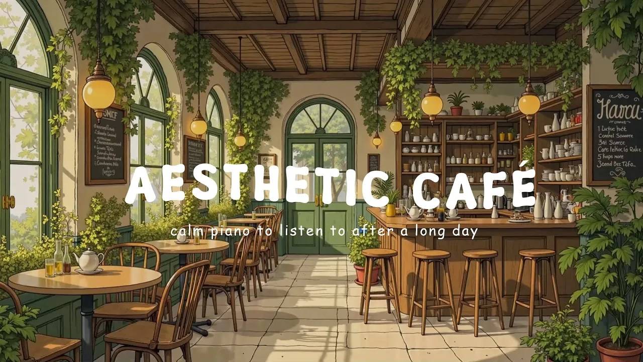 aesthetic café – where healing begins   calm piano to listen to after a long day