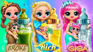 ℹ️ Бедная, Богатая, Гига Богатая куклы ЛОЛ стали мамочками! 32 поделки для LOL OMG