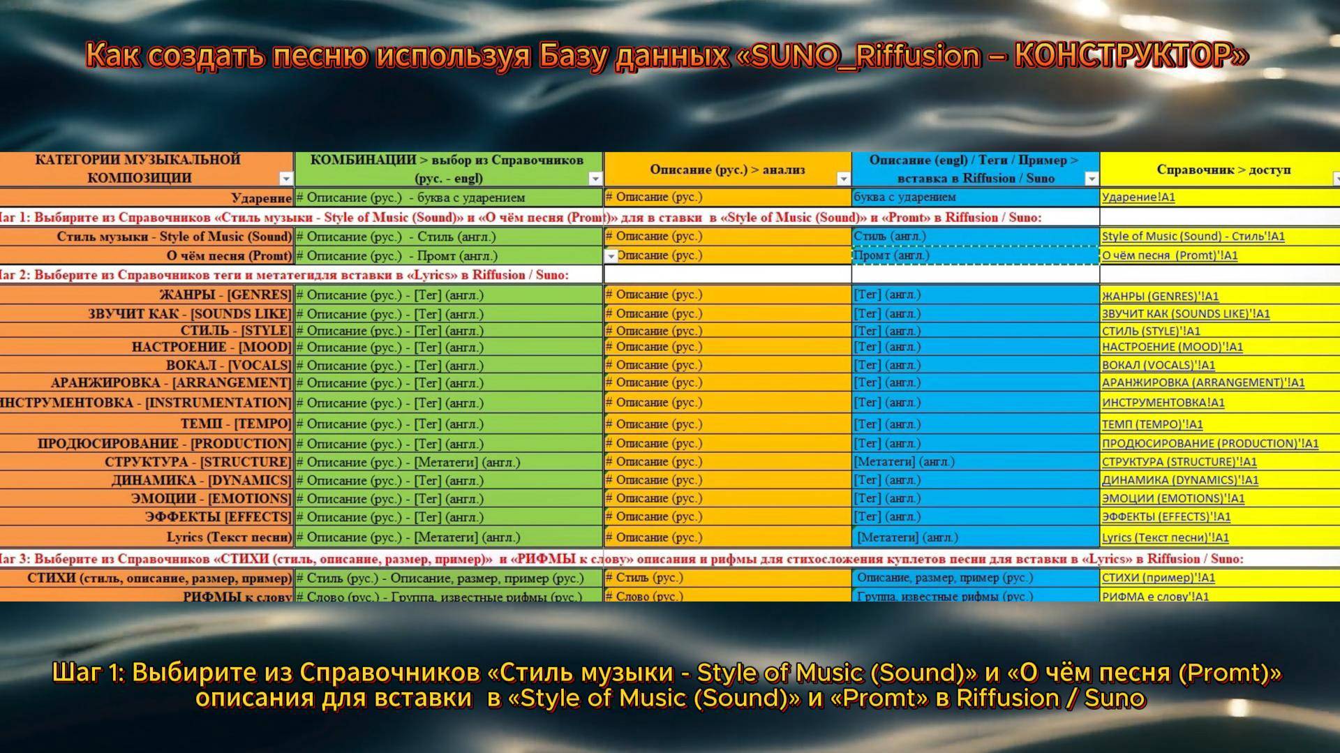 КАК СОЗДАТЬ ПЕСНЮ С ПОМОЩЬЮ БАЗЫ ДАННЫХ «SUNO_Riffusion – КОНСТРУКТОР» | #suno #riffusion