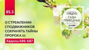 85.3 Сады праведных. О СТРЕМЛЕНИИ СПОДВИЖНИКОВ СОХРАНЯТЬ ТАЙНЫ ПРОРОКА ﷺ. Хадисы 686-687
