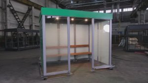 Курительная кабина GREEN из стекла и ДПК доски с освещением