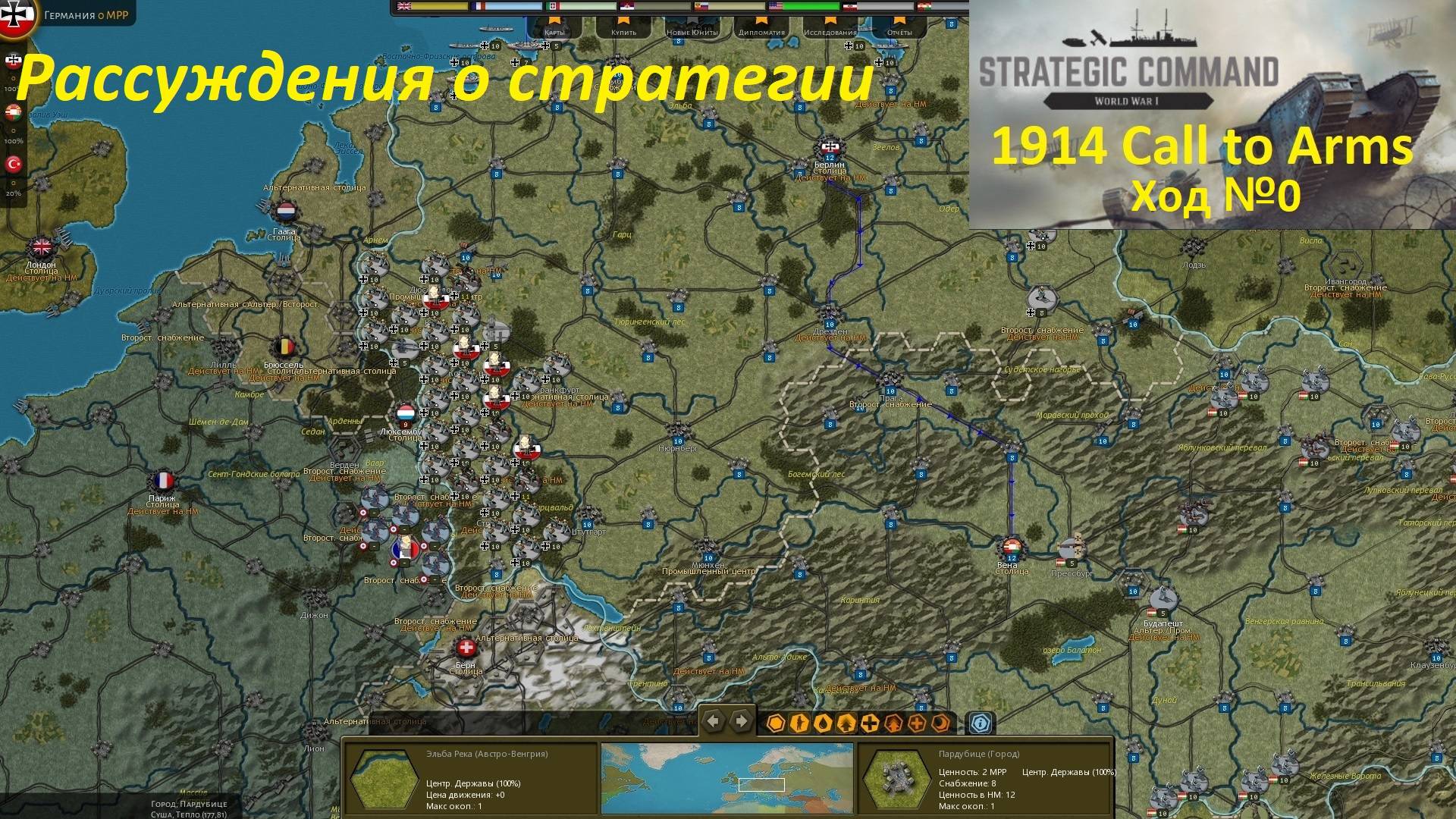 [Strategic Command: WWI] 1914 Call to Arms. Рассуждения о стратегии. Ход №0