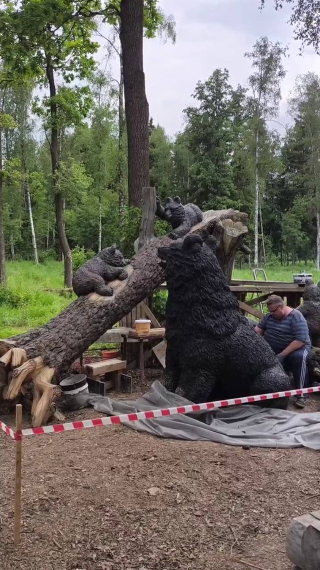 скульптура медведей  по картине Шишкина.из арт бетона бригада Юры Спиридонова  #творчество