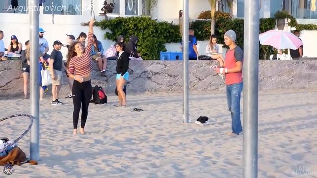 A Graceful Girl enjoy Gymnastics. So much fun at Muscle Beach