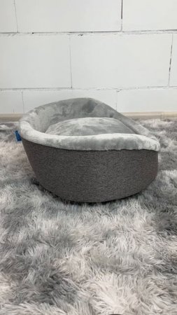 Лежанка ЛОФТ ЧИЛЛ рогожка мех СЕРЫЙ Rich Breed
